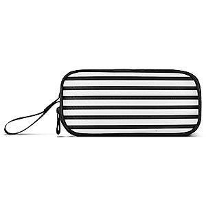 J JOYSAY White Black Striped Pencil Case Pouch Big Capacity Pencil Bags with Zipper Portable Pencil Box Large Art Bags for Adults Kids Teens