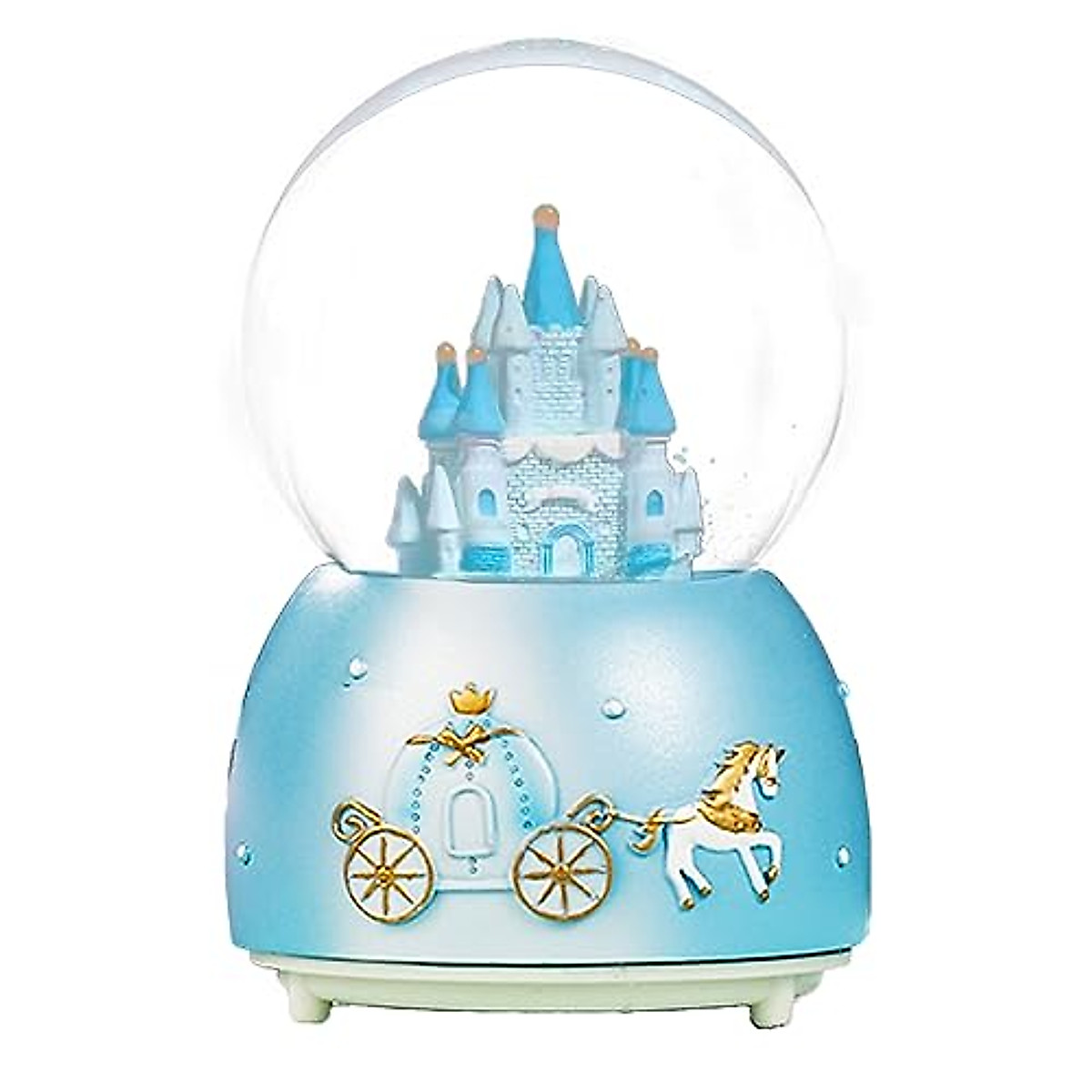 Snow Globe Castle Crystal Ball Automatic Snowfall Musical Rotating Crystal Ball with 7 Color Changing Lights Music Box Castle for Girls Boys Xmas Santa