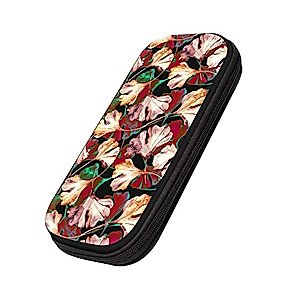 Carrying Case Compatible with Switch 2017 / Switch OLED 2021 Console Joy-Con with 10 Game Card Slots , Drawing of ginkgo leaf on grunge textures