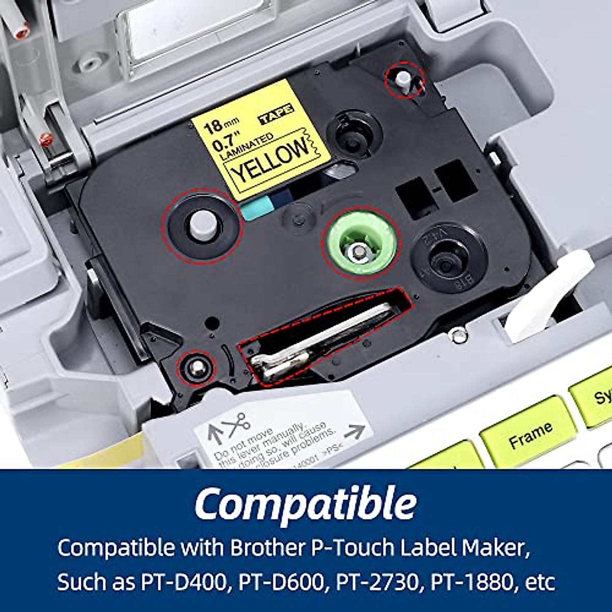 Labelife Compatible with 18mm Laminated Yellow Label Tape Replacement for Brother P Touch TZ Tape Tz TZe-641 TZe641 TZ-641 TZ641 12mm 0.47 Inch (Black on White/Orange/Red/Blue/Yellow/Green), 10-Pack