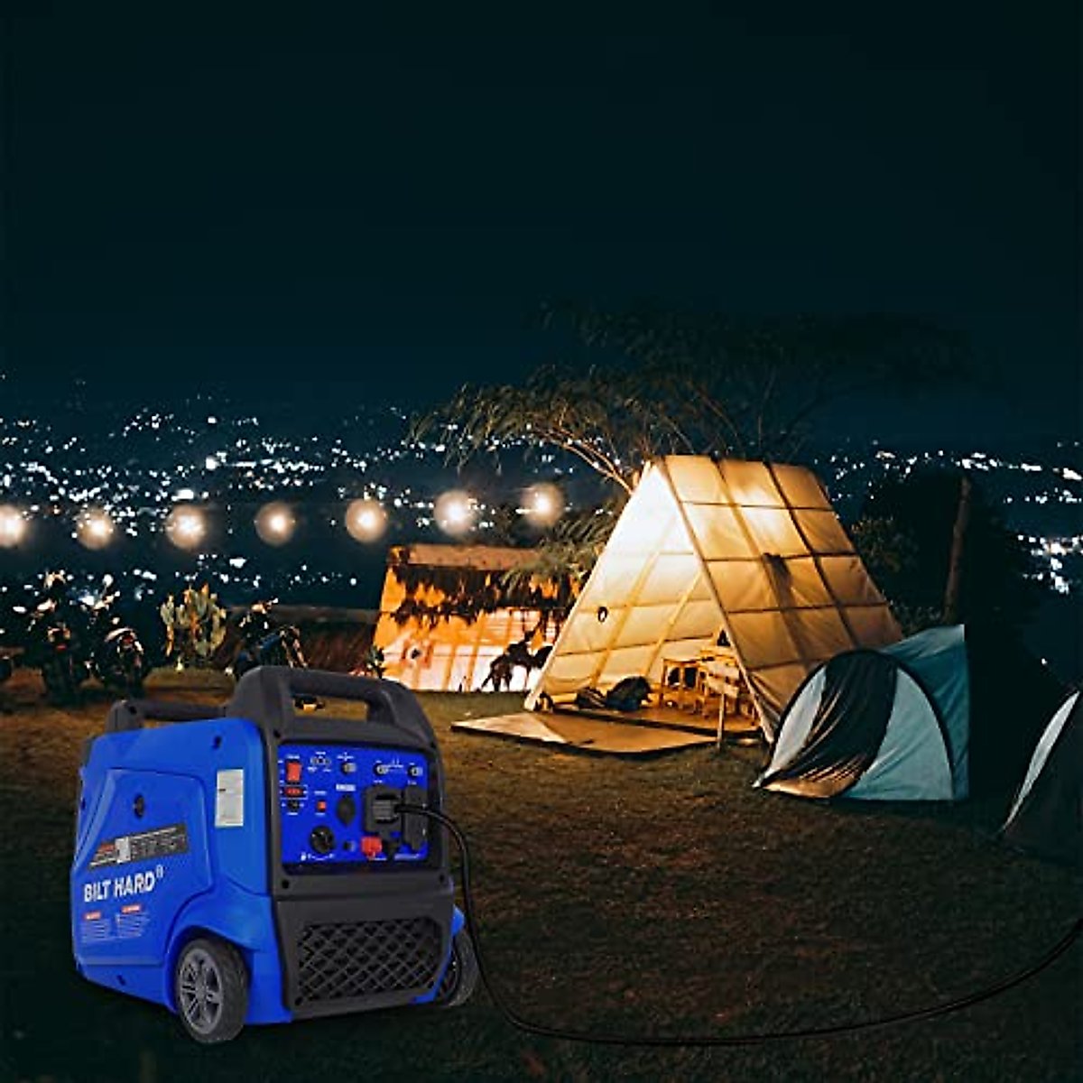 BILT HARD Generator 5500 Watt, Quiet Inverter Generator Portable with Electric Start, 120V NEMA 5-20R, NEMA TT-30R and 12V DC Output, Outdoor Generators for Home Backup Use and RV Ready