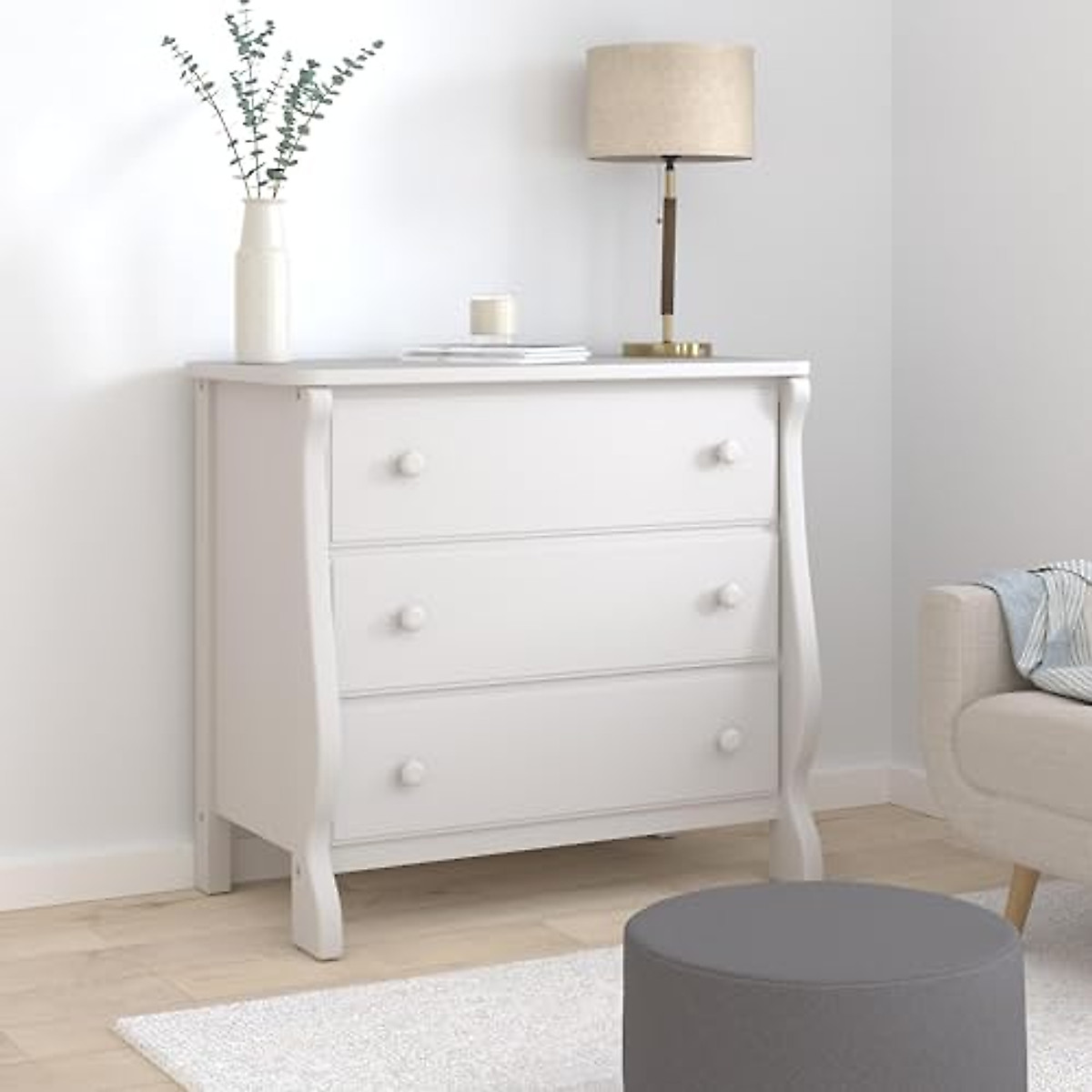 Delta Children Universal 3 Drawer Dresser, Greenguard Gold Certified, White