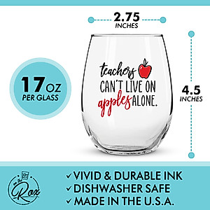 Teacher Wine Glass Set 17 oz - Teacher Gifts for Women | Great Teacher Appreciation Gift | Birthday or Appreciation Gift for the Best Principal | Funny Teacher Gifts Glasses Tumbler Cup