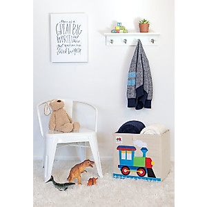 Wildkin Kids 13 Inch Storage Cube for Boys and Girls, Perfect Use in Your Child's Bedroom or Playroom, Storage Cubes Helps Keep Toys, Games, Books and Art Supplies Organized, Olive Kids (Train)