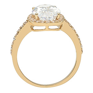 2.27 Ct Oval Cut Clear Simulated Diamond 14K Yellow Gold Solitaire with Accents Engagement Promise Bridal Ring Size 9
