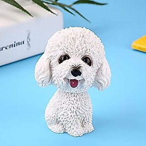 Bobble Head Dog Figure, Bobble Head Toy, Cute Puppy Figurine, Car Interior Dashboard Ornament, Simulation Shaking Head Dog Bobble Head Puppy Toy for Car Interior Home Decoration Ornament(White)