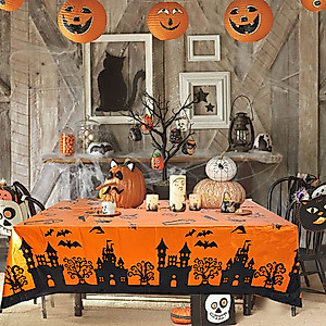 IAXSEE 3 Packs Waterproof Halloween Tablecloth, Rectangle Disposable Table Cover Plastic Table Cloths for Halloween Party Decoration Supplies, 54 x 73 inches