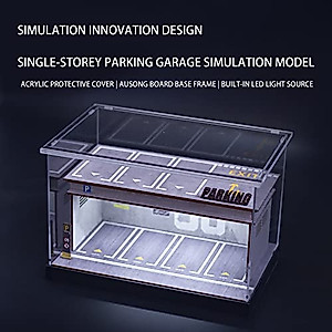 SIKIVOT 1/64 Scale Hot Wheels Display Case ，Parking Lot Model Car，Die-cast Car Garage Display Case， Hot Wheels Parking Garag，8 Parking Space with LED Light and Acrylic Cover (7641Number 86)