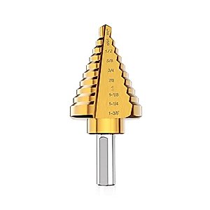 Luckyweld Step Drill bit Set 1/4” to 1-3/8”, Multifunction Triangle Handle Drilling Step Bit Set for Metal and Wood