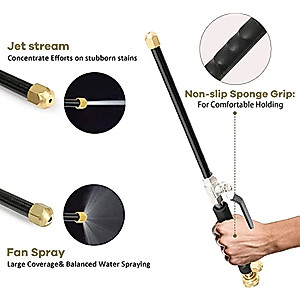 Pressure Power Washer Spray Nozzle, 18 Inch, Garden Hose Wand for Car Washing and High Outdoor Window Washing, Black