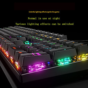 YXKJGS Blue Switch Mechanical Gaming Keyboard USB Wired 104-Key Standard Multimedia Ergonomic Keyboard (104Key, Black)
