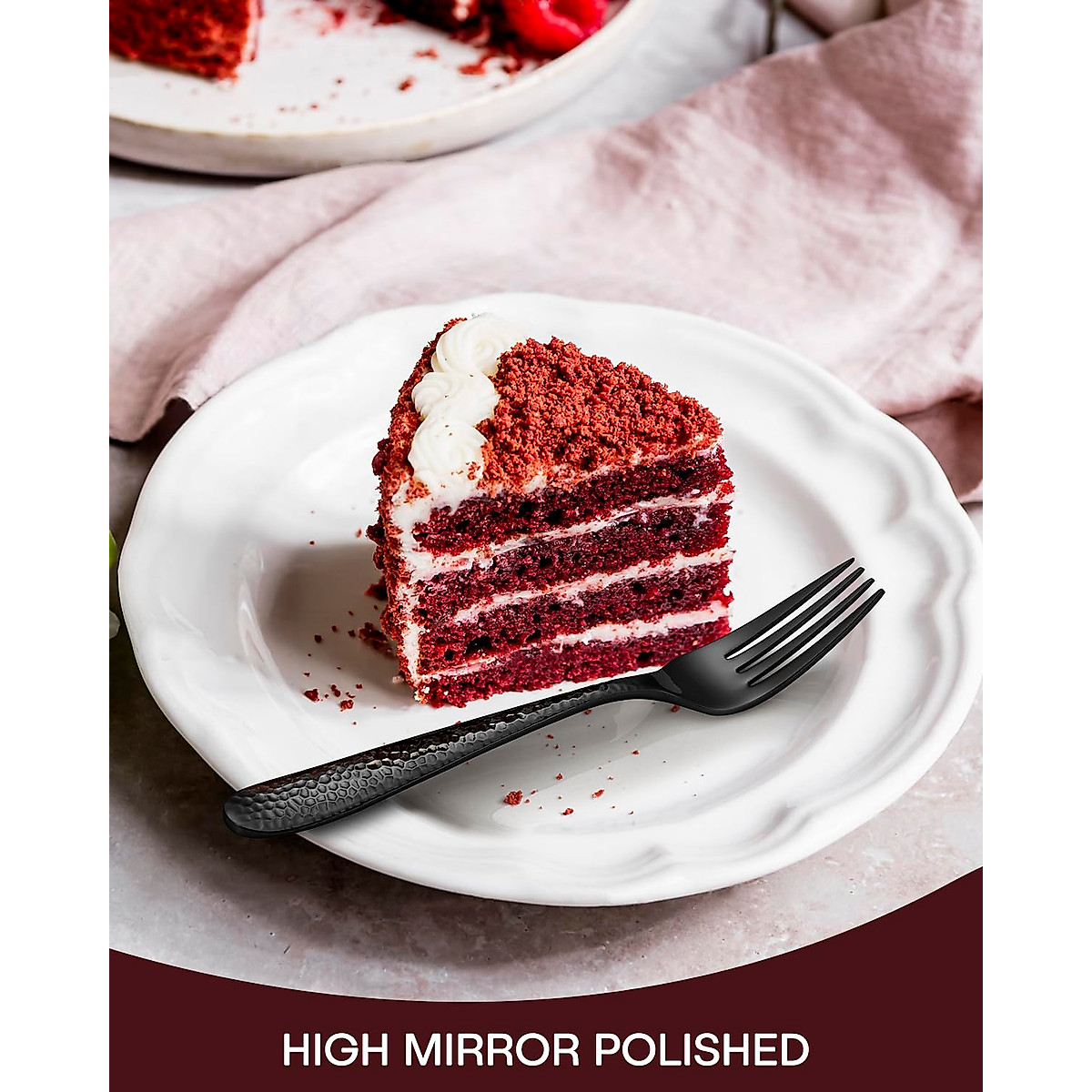 Hammered Black Silverware Set, EUIRIO 40-Piece Flatware Set for 8, Heavy Duty Stainless Steel Cutlery Set, Food-Grade Utensil Sets Includes Spoons Forks and Knives, Mirror Finish Dishwasher Safe