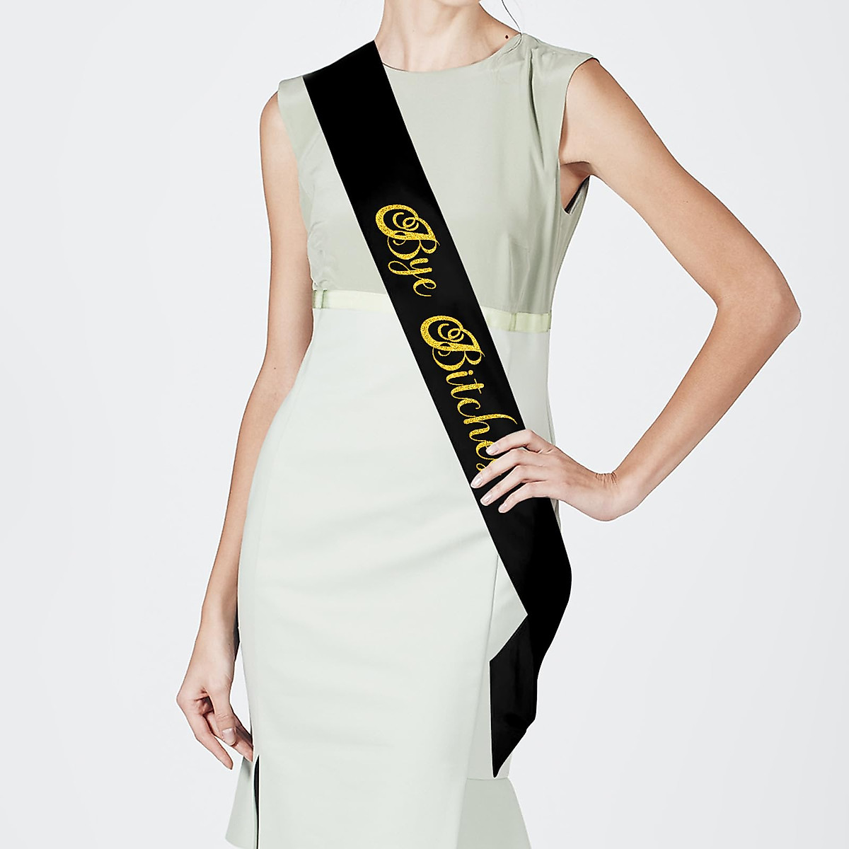 Black Bye Bitches Sash - Gold Foil Funny Wedding Engagement Bachelorette Themed Party Decor Gift - Bridal Shower, Bachelorette,Engagement Hen Party Sash