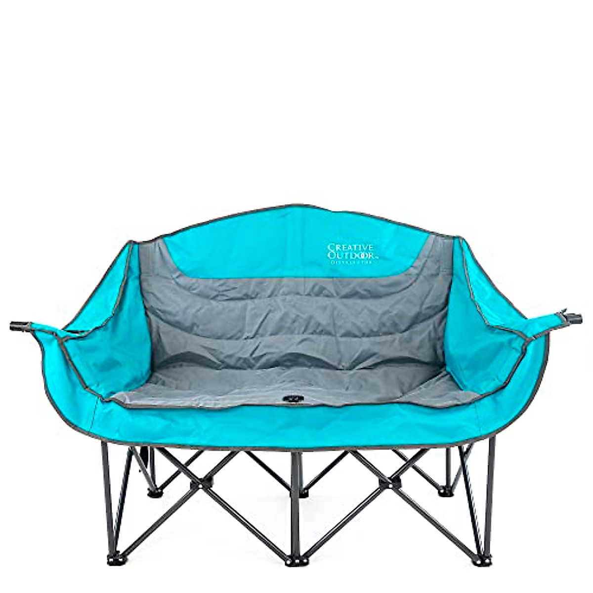Creative Outdoor Distributor Luxury Camp Chair, Steel Frame & Polyester Fabrics, Folds Compact, Storage Bag Included (Wine Holder + 2 Person, Teal)
