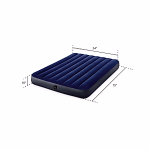 Intex 64758E Dura-Beam Standard Downy Air Mattress: Fiber-Tech, Full Size, 10in Bed Height, 600lb Weight Capacity, Pump Sold Separately