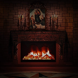 Kesoto Halloween Fireplace Decoration Cobweb Fireplace Scarf Black Lace Spiderweb Fireplace Cover for Halloween Party Supplies (18 x 96 in)