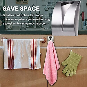 4 Pieces Self Adhesive Towel Hook Holder Grabber, Kitchen Dish Towel Holder, Stainless Steel Kitchen Dish Wall Mount Non-Drilling Towel Hook Tea Towel Holders for Kitchen Bathroom
