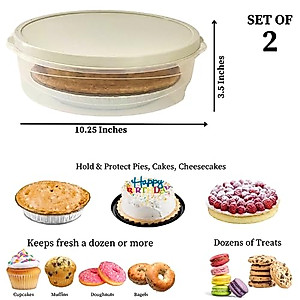 Evelots Pie Keepers Clear Plastic Food Storage Containers 2 Pack Holds 10 Inch Cakes, Pies, Pastries