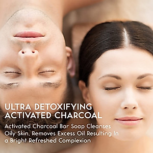 O NATURALS 3 Pack Activated Charcoal Soap Black Bar Soap with Peppermint Oil Detoxifying Body Wash Soap Bar & Face Soap Vegan Men Soap with Shea Butter 100% Natural Soap for Men & Women Soap Bar, 4oz