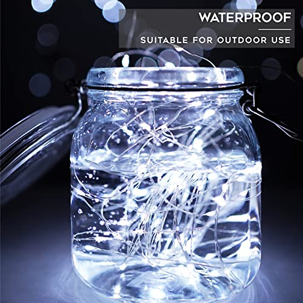 suddus Solar Fairy Lights Outdoor Waterproof, 2 Pack 33ft 100 LED Solar Twinkle Lights, White Solar Christmas Lights for Backyard Trees Patio Deck Garden Birthday Party Wedding Decorations