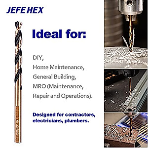 JEFE HEX 5/32" HSS Drill Bits, General Purpose Jobber Length Twist Drill Bit, 135 Degree Split Point, Ideal for Drilling in Steel, Wood, Copper, Aluminum, Zinc Alloy, Plastics. (3-Piece)