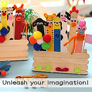 WISYOK 120 Pcs Wood Craft Sticks 5.9 Inch, Ice Cream Sticks, Karlash Jumbo Sticks, Popsicle Sticks, Ideal for Building Model, Kids Handicraft, and Creating Craft Projects