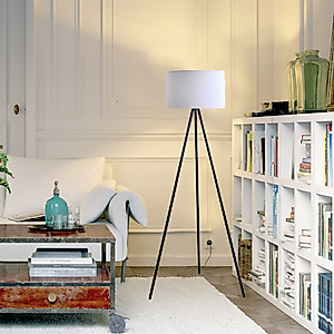 Catalina 19973-000 Mid-Century Modern Tripod Floor Lamp, 61.25", Black Classic