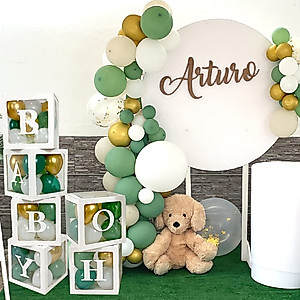 6 PCS OH BABY Boxes with Letters, Clear Block Box for Baby Shower Decorations, White OH BABY Balloons Box for Gender Reveal Party, Reusable Transparent Baby Boxes for Baby Boy or Girl