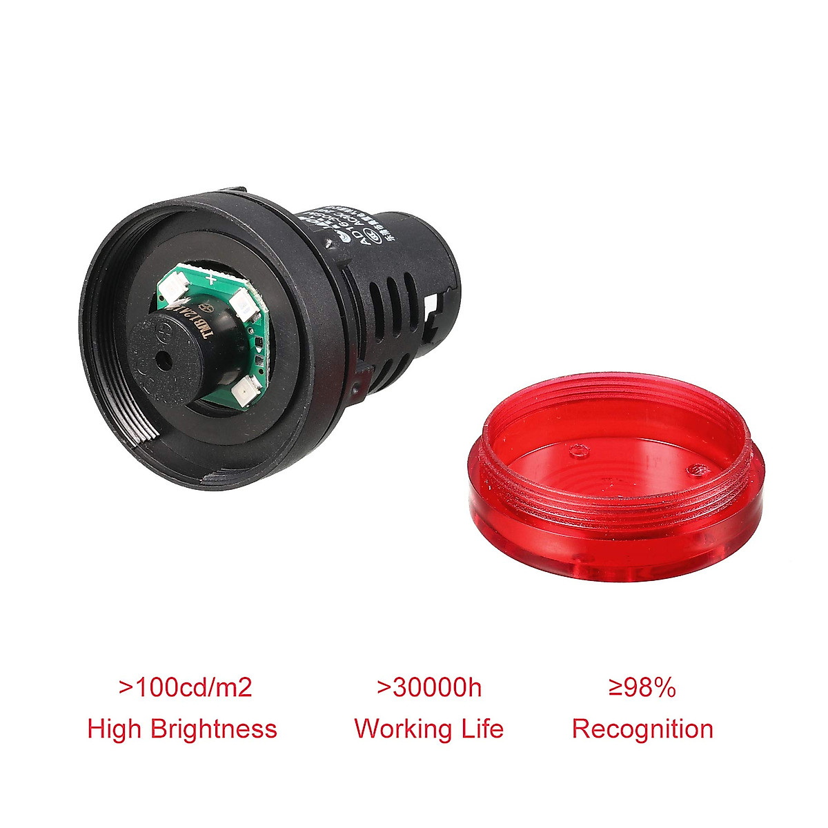 uxcell Red Indicator Light with Buzzer AC/DC 24V, 28mm Panel Mount Flashing Alarm, for Electrical Control Panel, HVAC, DIY Projects