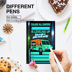 Soiceu Video Game Truck Theme Birthday Invitations with Envelopes Set of 20 Game On Video Game Truck Birthday Party Invites