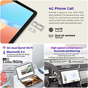 TECLAST Tablet 10 inch Android 12 Tablets, P40HD 12GB+128GB Tablet, 8 Core Android Tablet with 1TB Expand, 1920 * 1200 IPS, 2.4G/5G WiFi, Bluetooth, GPS, 6000mAh, Dual Camera Speaker
