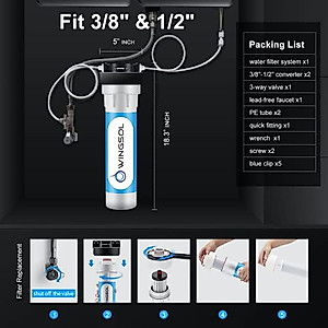 Wingsol Jumbo Under Sink Water Filter with Faucet, NSF/ANSI 53&42, reduce 99.99% Lead, Chlorine, Sediment, Remineralize & Alkalize Water, 10K Gallons Long-lasting, Quick Change, Life Indicator, 5-in-1