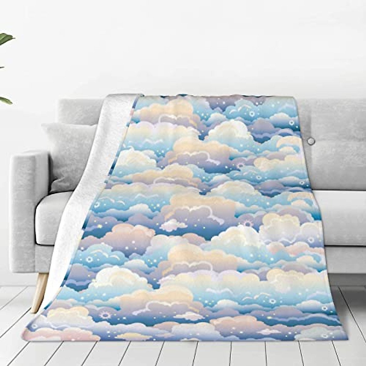 Cute Cloud Soft Lightweight Fleece Throw Blankets Cozy Warm Fuzzy Plush Microfiber Blanket for Sofa Couch Bed All-Season 60"X50"