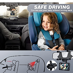 Baby Mirror for Car, ATOROBROS Baby Car Camera for Rear-Facing Seat with 4.3'' HD Display, Upgrade 360° Rearview Mirror Display Bracket, Easy and Safe to See Baby while Driving