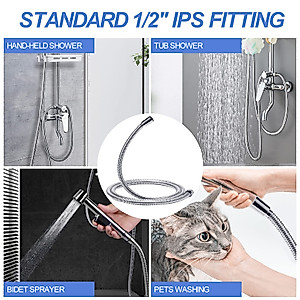 Shower Hose with Shower Arm Bracket,69 inch Stainless Steel Shower Hose Replacement,Adjustable Handheld Shower Arm Holder Shower Head Holder,Flexible Shower Head Hose and Holder with Brass Ball,Chrome