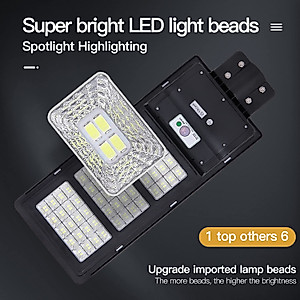 Vikrami 600W Solar Street Lights Outdoor Waterproof 60000LM, Dusk to Dawn, with Motion Sensor and Remote Control, Suitable for courtyards, Gardens, Streets, Garage, etc. Wall or Pole Mount