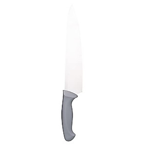 Restaurantware Comfy Grip 10 Inch Chef's Knife, 1 Sharp Cooking Knife - Ergonomic Handle, Non-Slip Grip, Gray Stainless Steel Kitchen Knife, Dishwashable, Slice, Dice, Mince, or Chop Ingredients