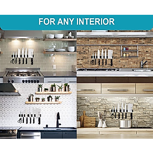 16 Inch Black Wood Knife Magnetic Strip Use as Magnetic Knife Holder for Wall - Magnetic Knife Strip - Magnetic Knife Bar - Wall Kitchen Magnetic Rack Holder