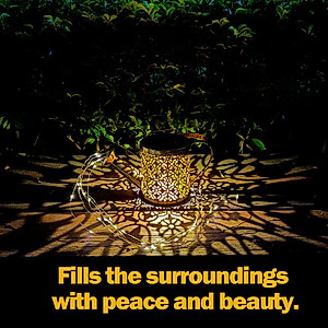 HCVINRK Solar Lights Outdoor Garden, Solar Watering Can Lights Outdoor Decorative, Metal Solar Lantern Outdoor Waterproof with Installed Light String and Shepherd Hook