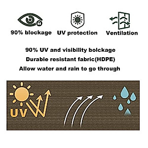 Abrotain Outdoor Shade Fabric Sun Shade Cloth 9'9"x9'9" Brown Privacy Screen Shade Sail Garden, Pergola, Deck, Canopy, Backyard Patio Sunshade