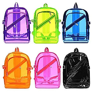 Clear Backpacks for Girls Stadium Approved See Through PVC Bookbags Aesthetic Accessories Back to School Supplies (Purple)