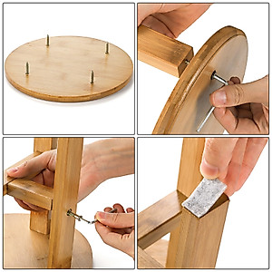 Yesland Wood Stool, Bamboo Small Low Stool Mini Plant Stool 8.5 X 9.25 Inch Wooden Round Short Step Stool to Sit on for Shoe Changing, Bed, Natural Color