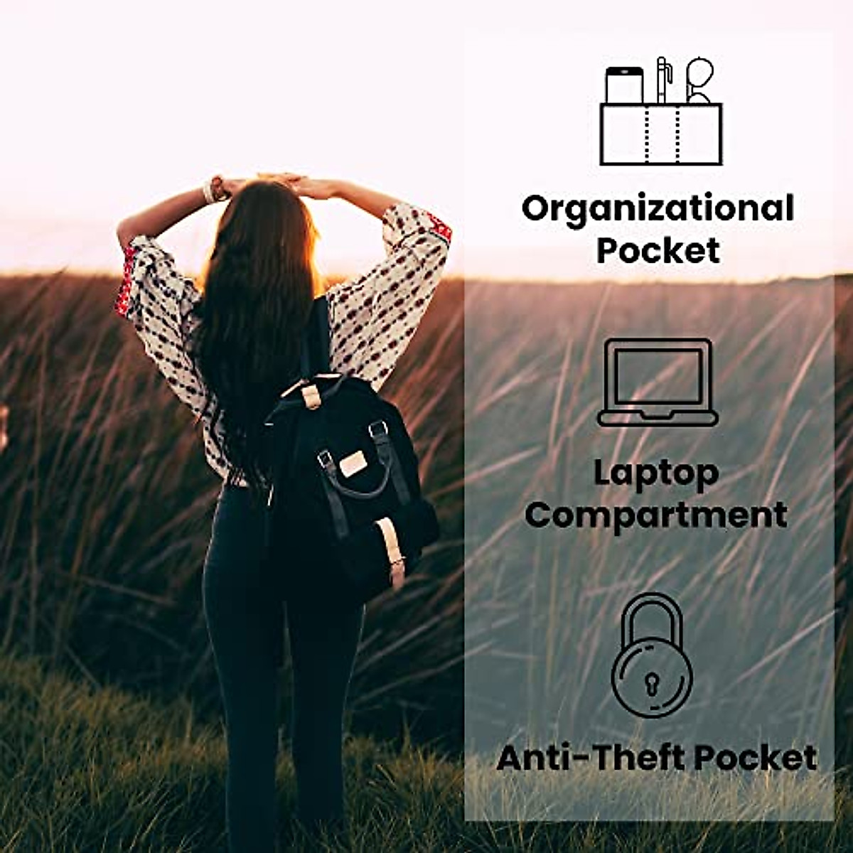 Nordace Eclat Smart Travel Backpack for Men & Women with USB Charging Port, Water Resistant - Light & Durable Laptop Bookbag for Everyday, Hiking, College, Work, School - 15.6 Inch (Black)