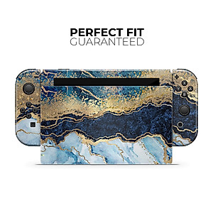 Design Skinz Foiled Marble Agate - Skin Decal Protective Scratch-Resistant Removable Vinyl Wrap Kit Compatible with The Nintendo Switch Console, Dock & JoyCons Bundle