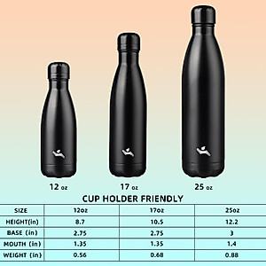 Konokyo Insulated Water Bottles,25 oz Double Wall Stainless Steel Vacumm Metal Flask for Sports Travel,Midnight Black