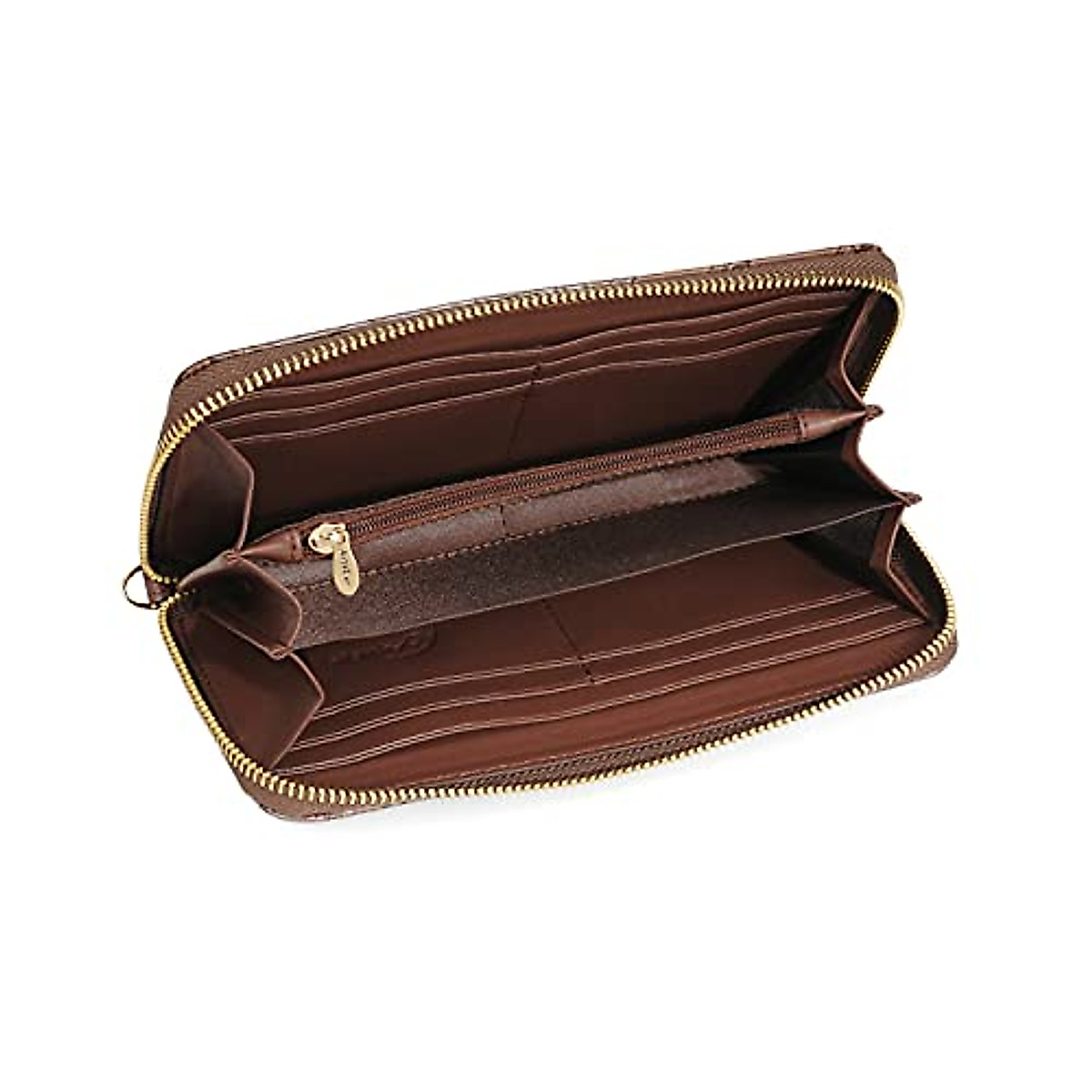 ArtsEye Rose Collection Genuine Leather Zip Wallet Clutch (Grey)