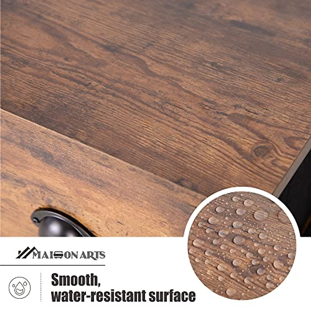 MAISON ARTS Industrial Coffee Bar Cabinet - Sideboard Buffet with 2 Drawers&Sliding Barn Door, Storage Cabinet for Kitchen Dining Room Living Room