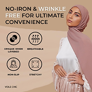 VOILE CHIC Hijab for Women Premium Chiffon Wrap Head Scarf Non-Slip (Dusty Rose)