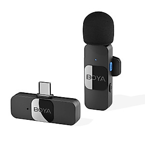BOYA Wireless Lavalier Microphone for Android USB C Smartphone Tablet External Noise Canceling Mini Lapel Type C Microphone for iPhone 15 Clip-On Mic for Video Recording Podcast YouTube Live Streaming