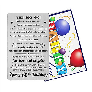 BAZLJY 60th Birthday Card - 60th Birthday Gifts for Men Women - 60 Year Old Birthday Engraved Wallet Card for Him Her